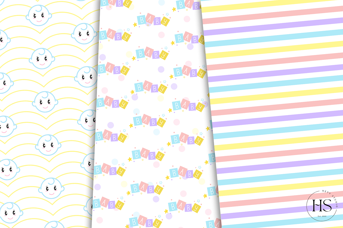 Rainbow Baby Digital Paper Patterns