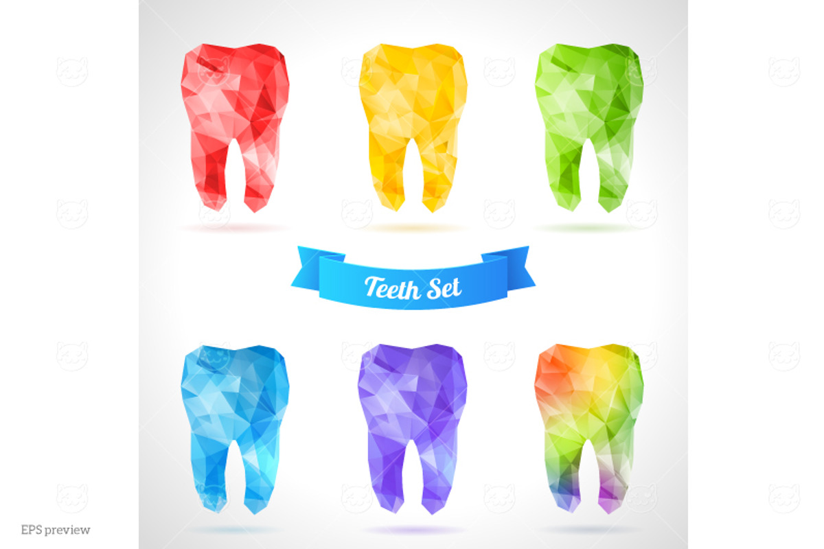 Crystal Teeth Set, a Healthcare Illustration by kotoffei | Creative Market
