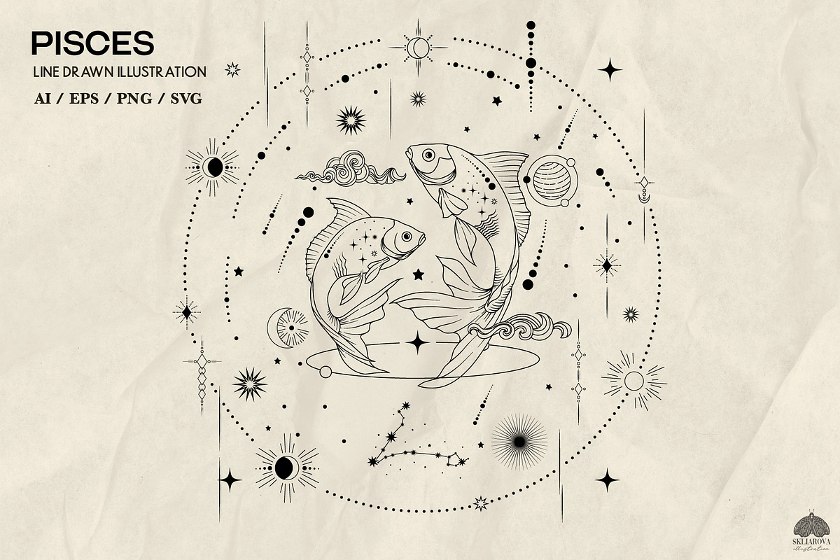 Zodiac signs line art + Procreate, a Decorative Illustration by Skliarova