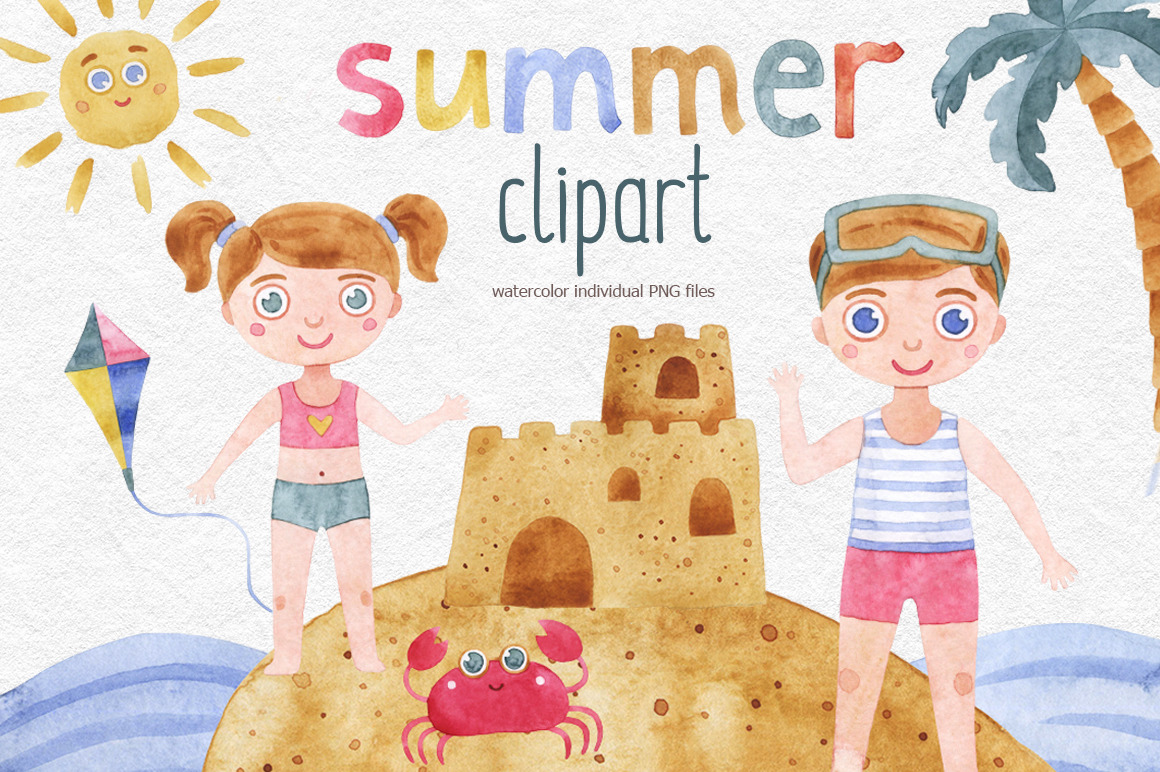 Summer beach clipart | Illustrations ~ Creative Market