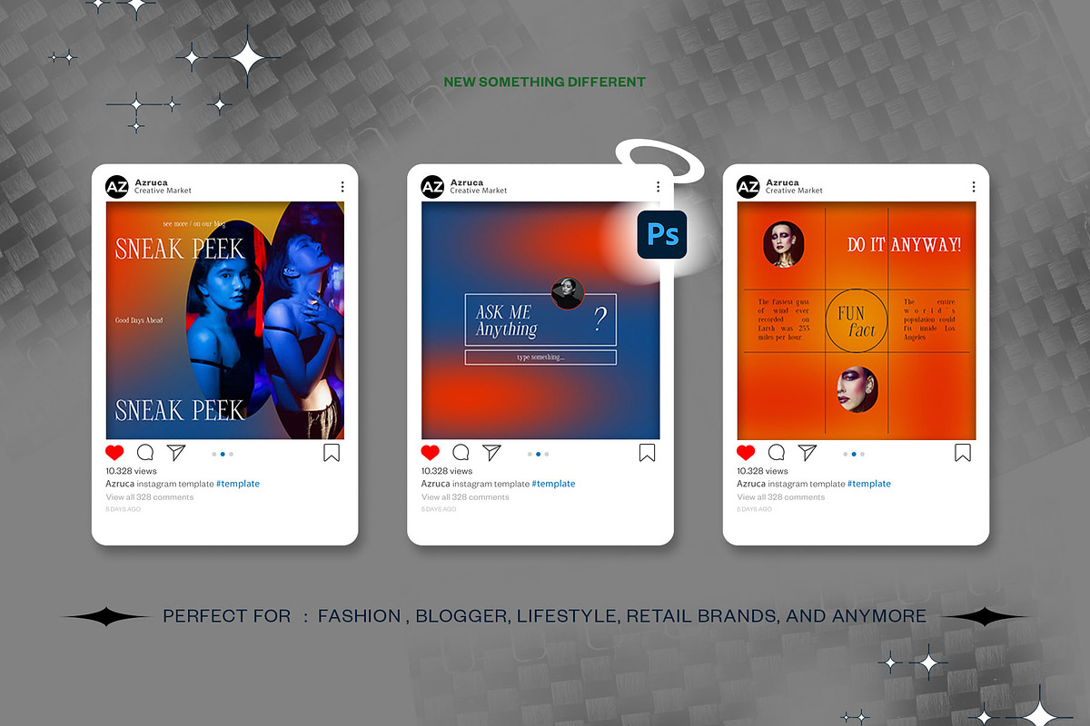 GRDT Style Instagram | PSD, a Social Media Template by Azruca