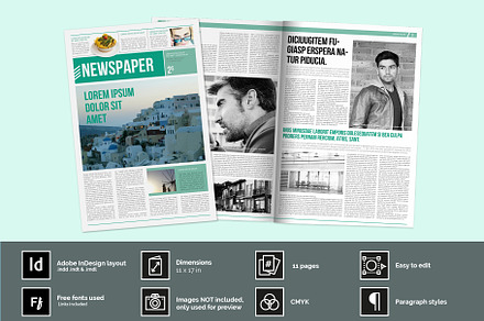 Modern yellow newspaper, a Magazine Template by McLittle Stock