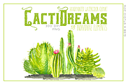Cacti Dreams Watercolor Clip art, an Illustration by Gibb K Studio