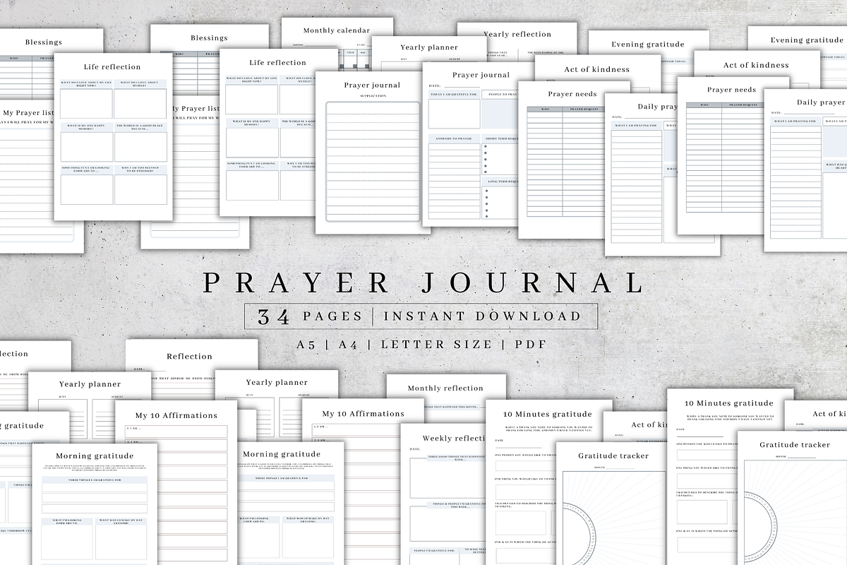Printable Prayer Journal Pages A5/A4, a Stationery Template by ...