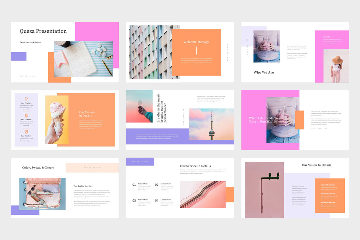 Queza : Pastel Color Google Slides, a Presentation Template by Punkl Camp