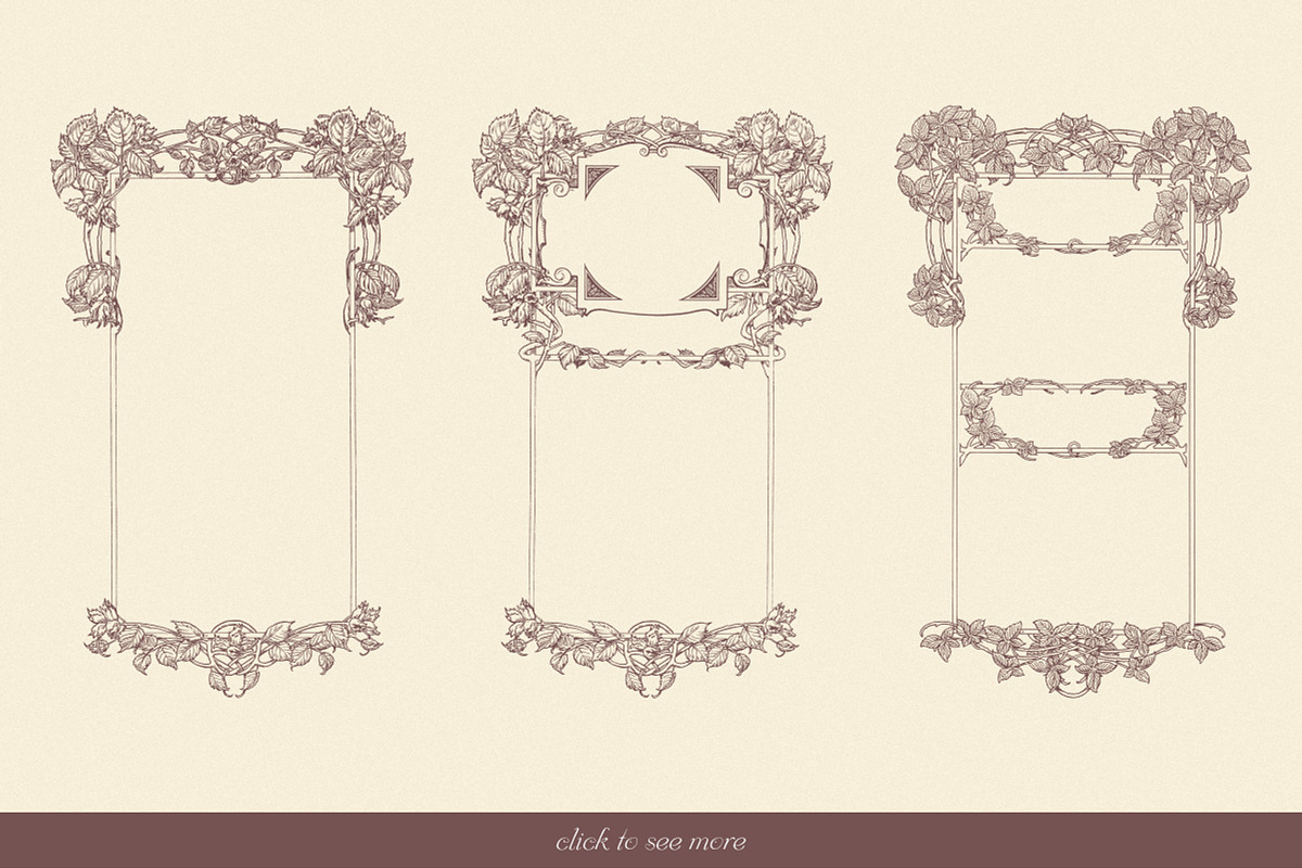 60 Victorian Floral Borders, a Background Graphic by Century Library