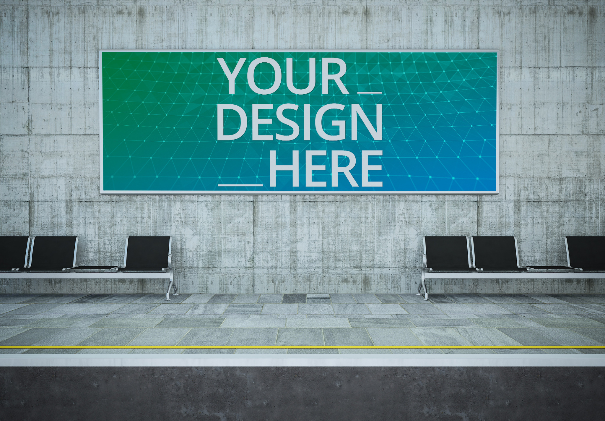 Billboard on Subway Station Mockup, a Print Template by McLittle Stock ...