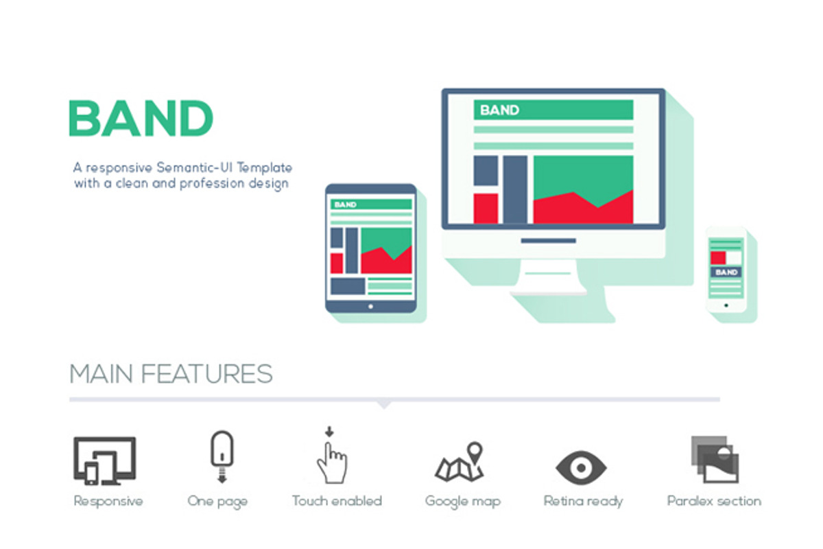 Band - Semantic-UI HTML Template, a Websites & App Template by Graio