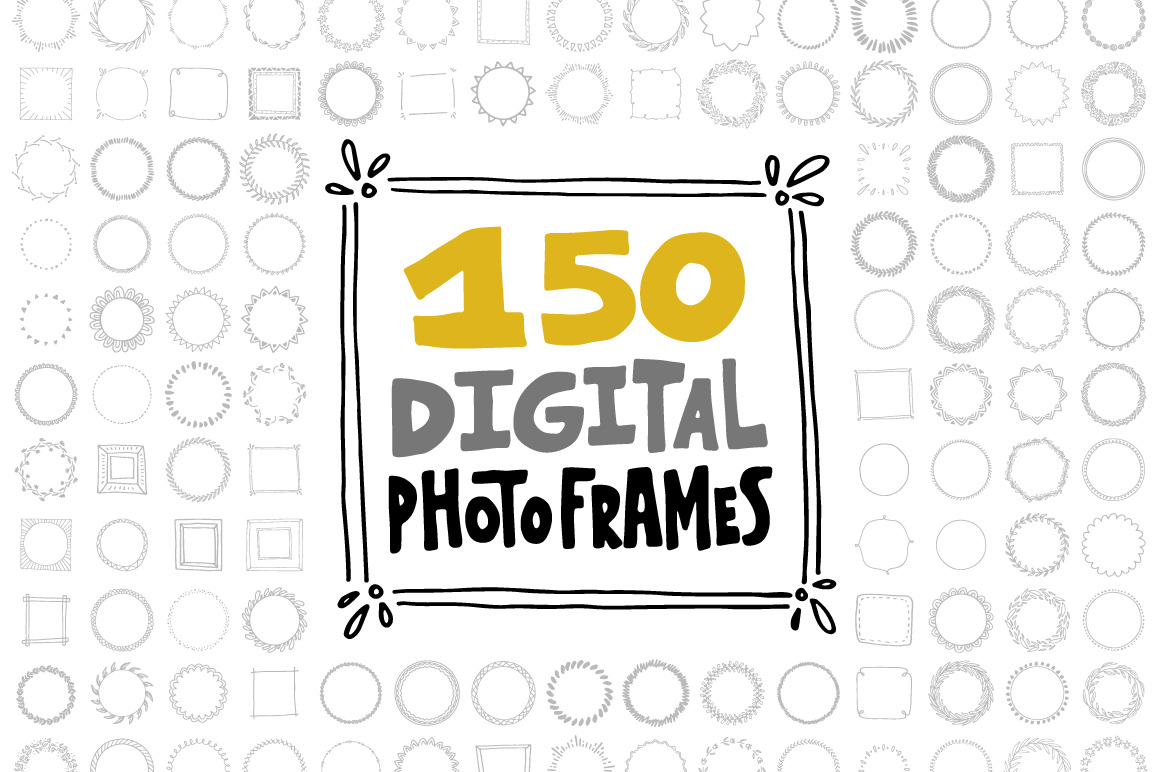 150 Digital Frames (EPS, PNG), a Texture Illustration by Favete Art