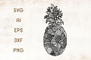 Zentangle Pineapple - Doodle Art SVG, an Object Graphic by Dasagani
