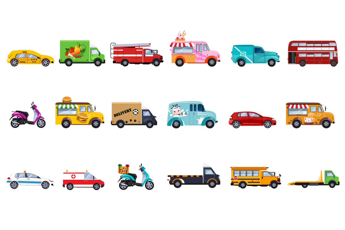 Urban transport and vans food, a Food Illustration by TopVectors