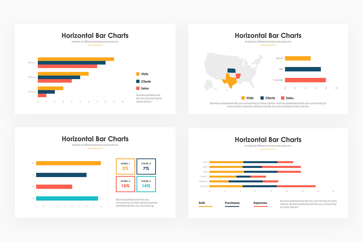 Horizontal Bar Charts - PowerPoint 2, a Templates & Theme by slidequest