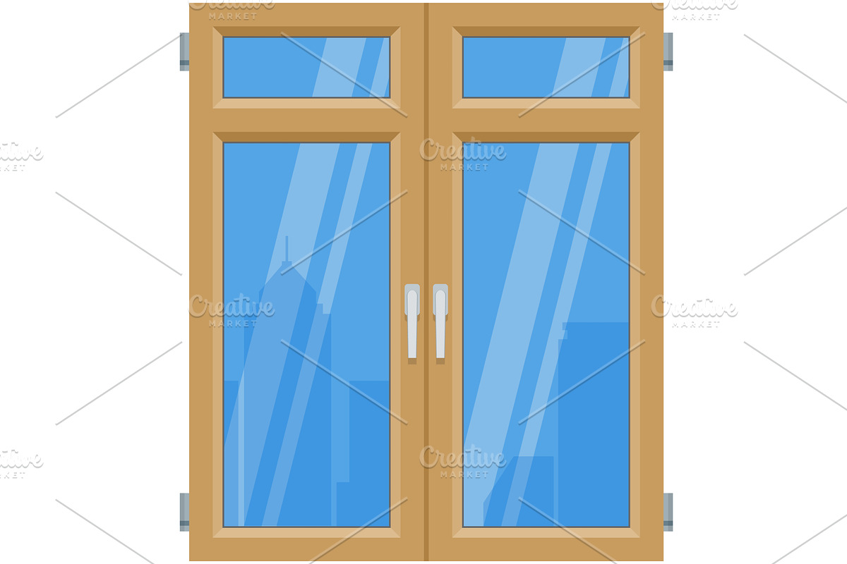 Vector window outside with, an Illustration by Sky Pics Studio ...