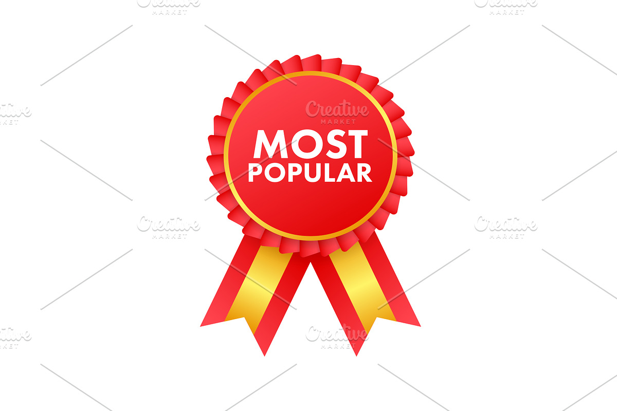 Most popular badge, ribbon isolated, an Object Graphic by DG-Market