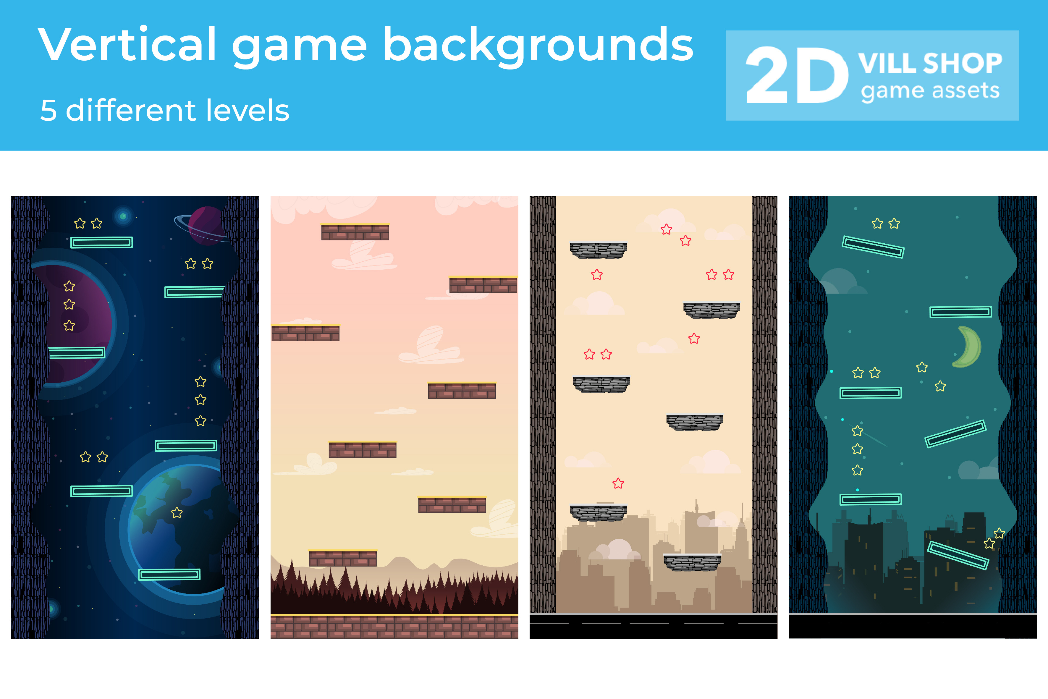 Vertical Game Backgrounds Pack 2, a Background Graphic by 2dvillShop