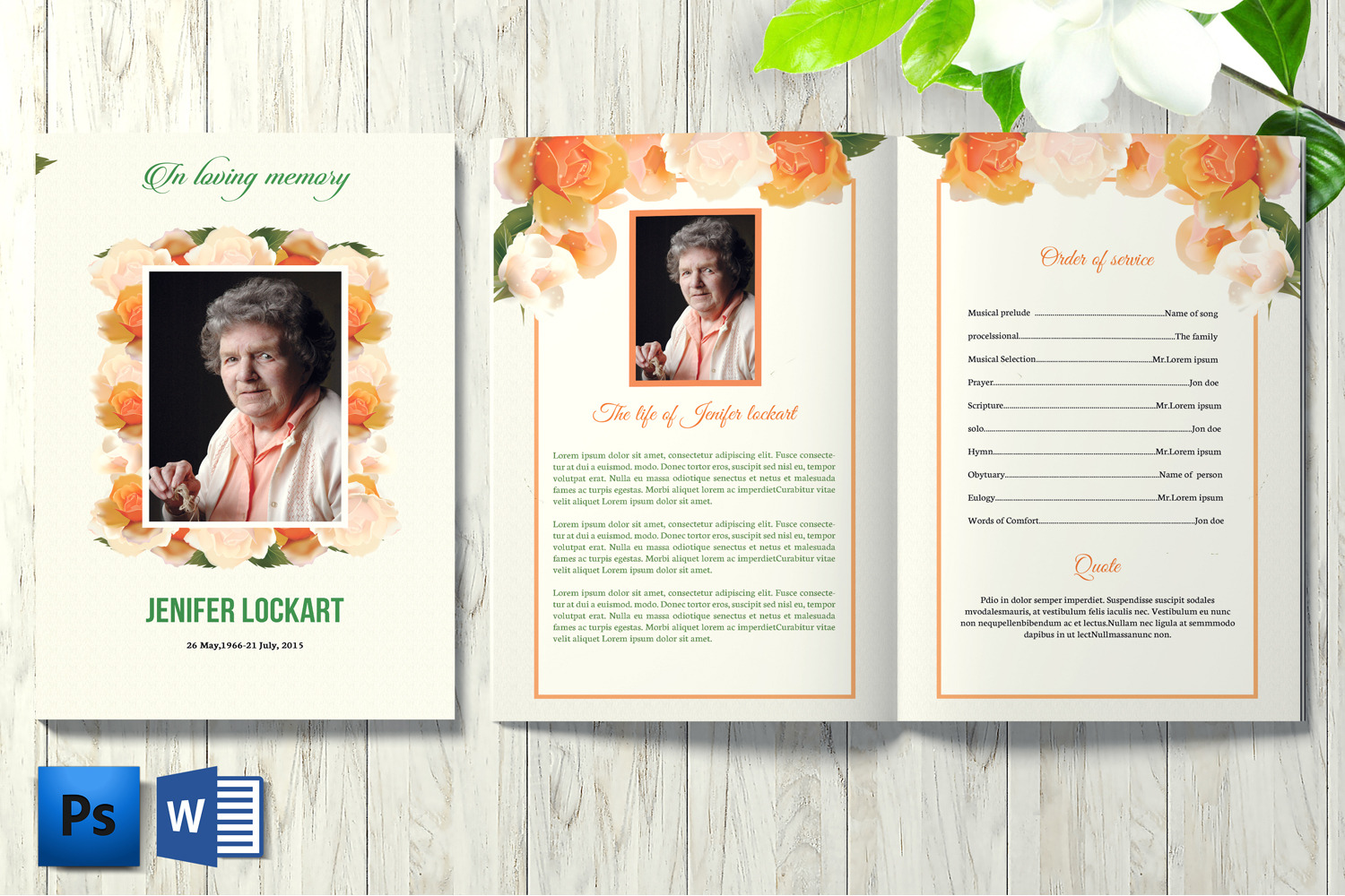 Floral Funeral Template V22 | Brochure Templates ~ Creative Market