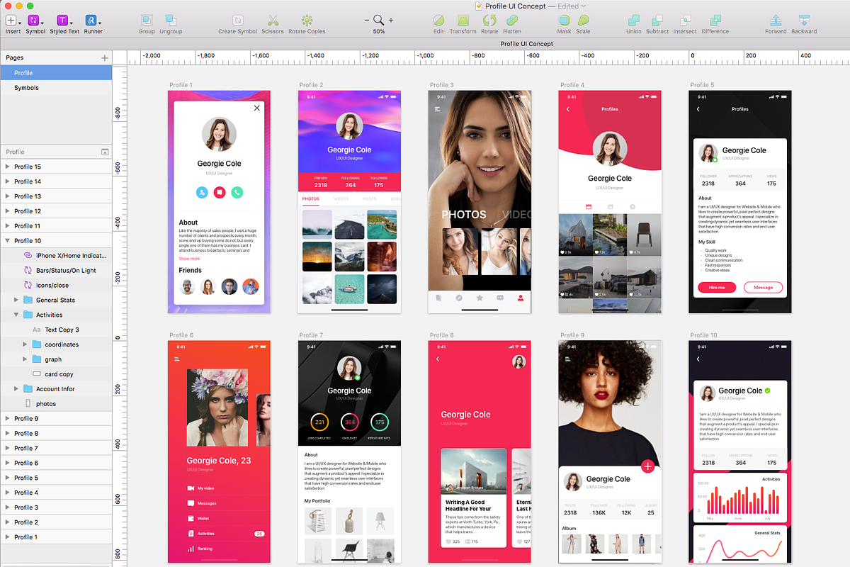 Profile Mobile UI Collection, an App Template by hoangpts