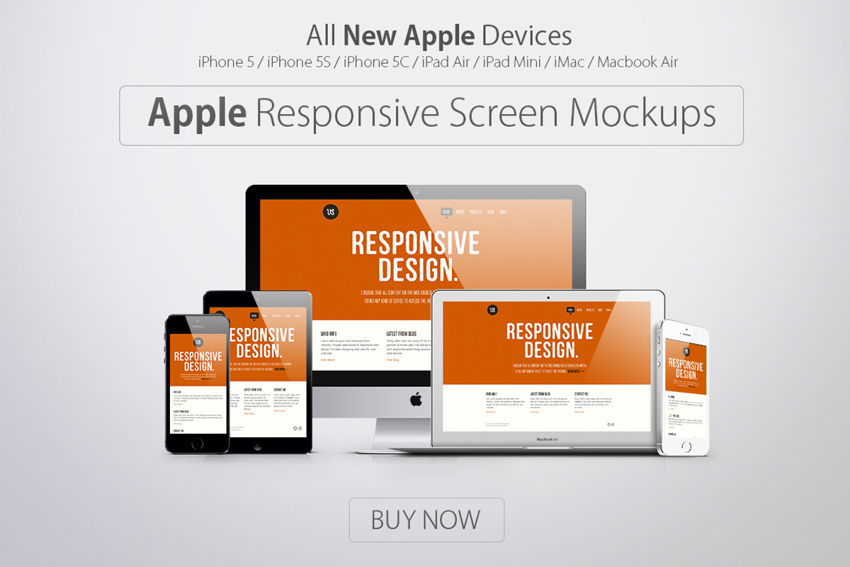 Apple Responsive Screen Mockups, an iPhone Mockup by Graphicon | Creative Market