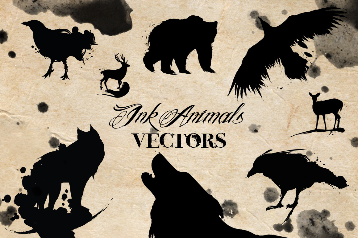 Ink Animals Vectors, an Object Graphic by Nika