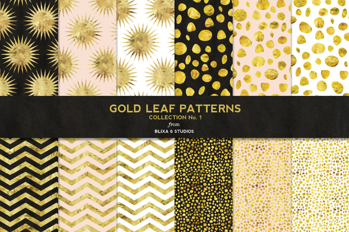 Gold Leaf Digital Patterns No. 1, a Pattern Graphic by Blixa 6 Studios