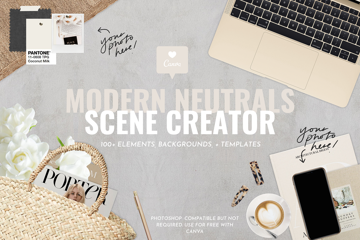 Modern Neutrals Scene Creator Mockup, a Books & Magazine Mockup by Girl ...