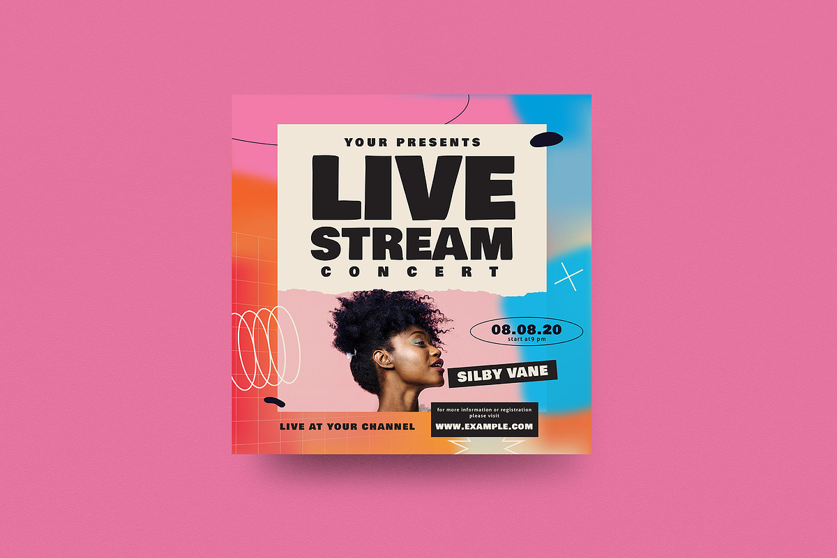 Holographic Live Stream Flyer, a Flyer Template by Guuver