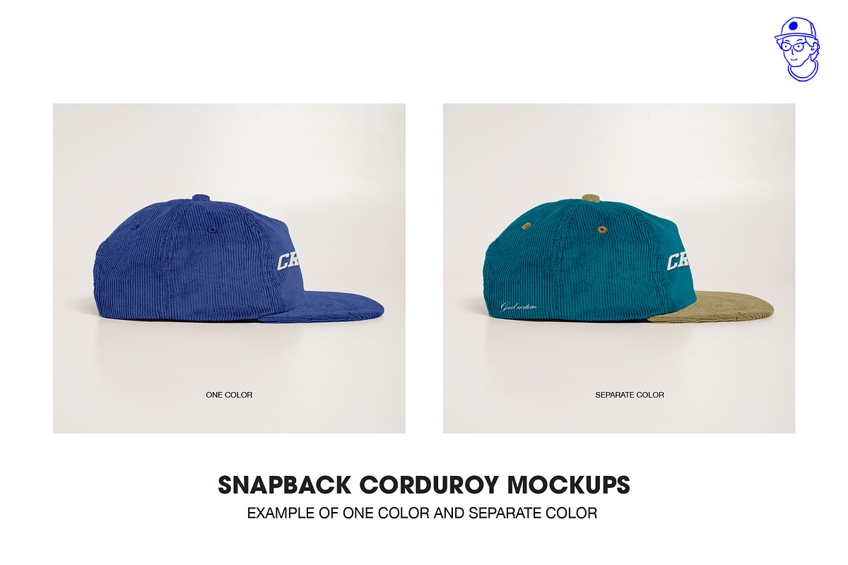 Snapback corduroy cap hat mockups, a Hat Mockup by made_by_nope