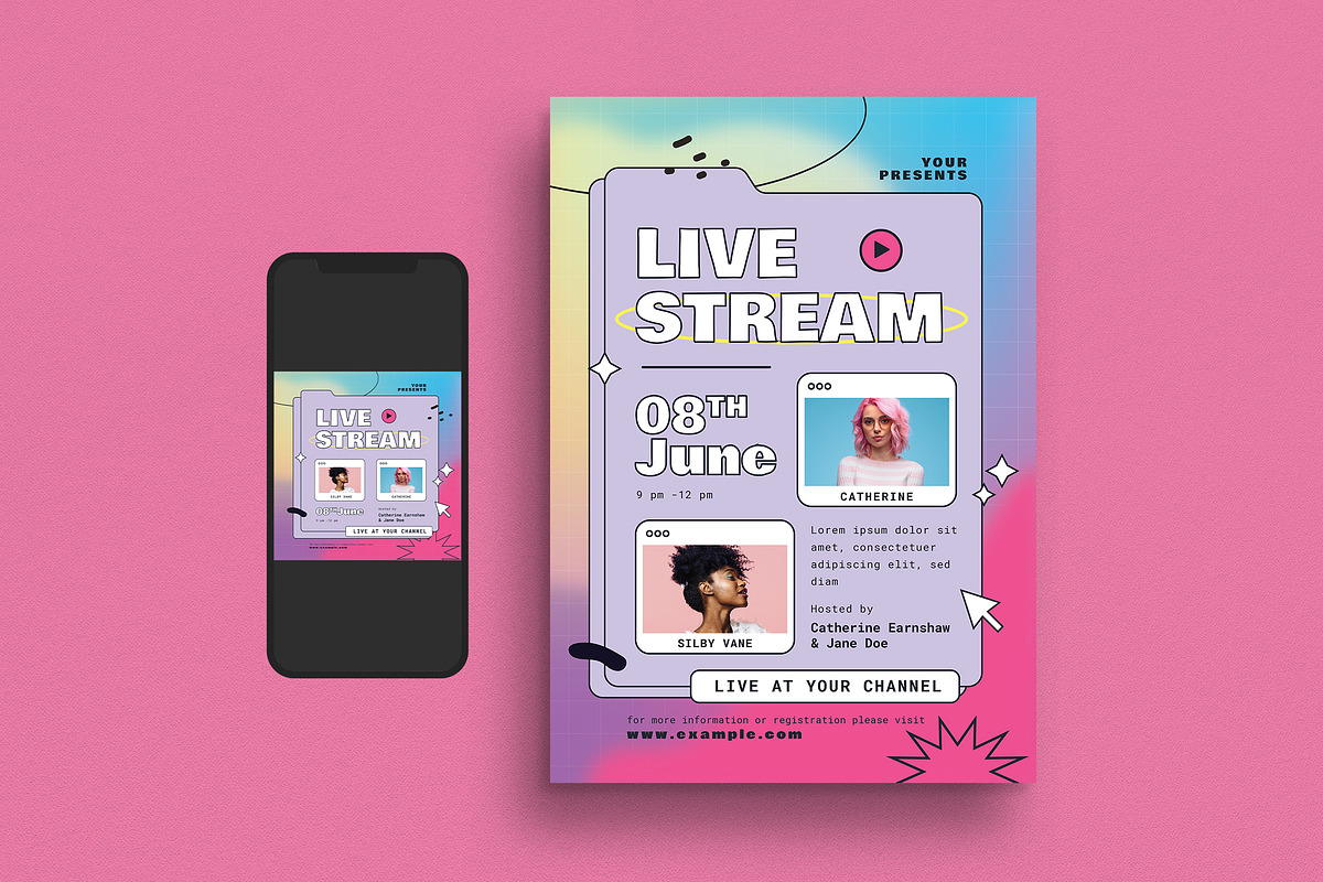 Live Stream Event Flyer Set, a Flyer Template by Guuver