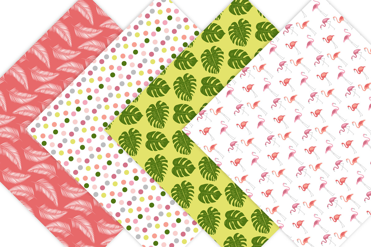 Pink Flamingo Digital Paper, a Pattern Graphic by Leska's Digitals