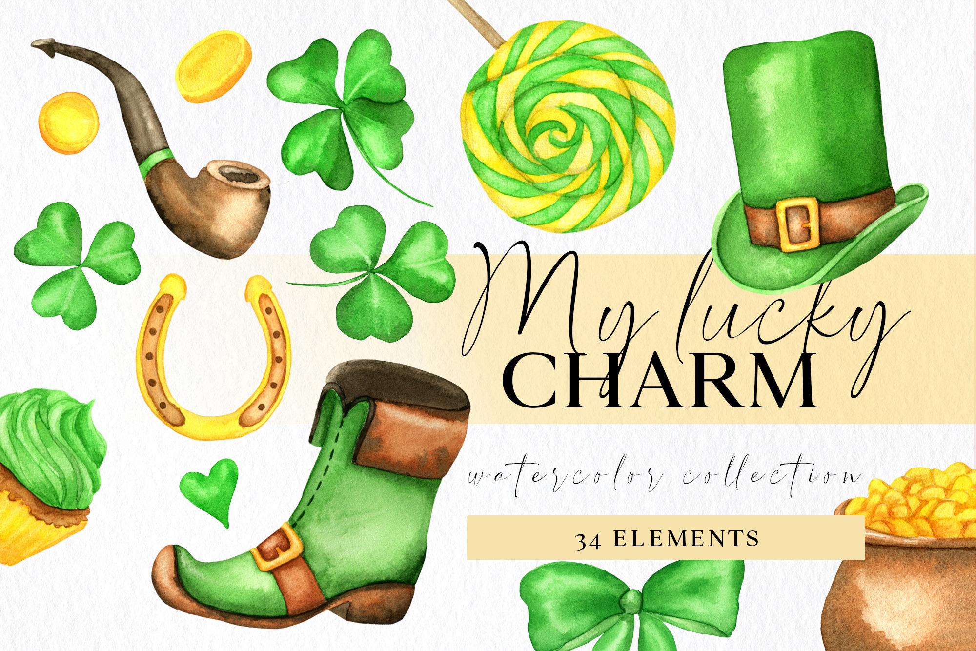 St Patricks day clipart shamrock png, an Illustration by WatercolorWind ...