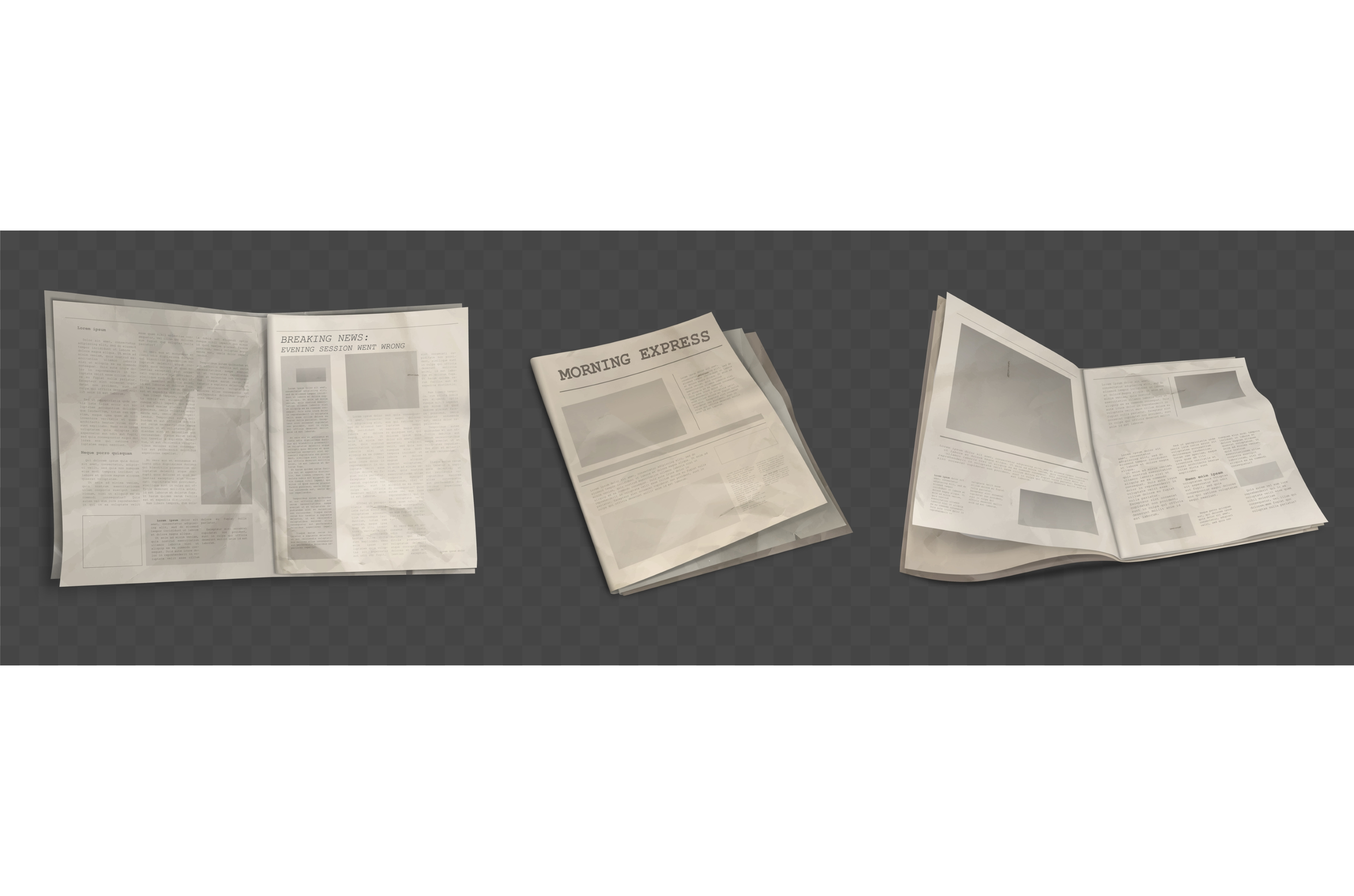Dirty crumpled newspaper on, a Texture Illustration by art PVP - market