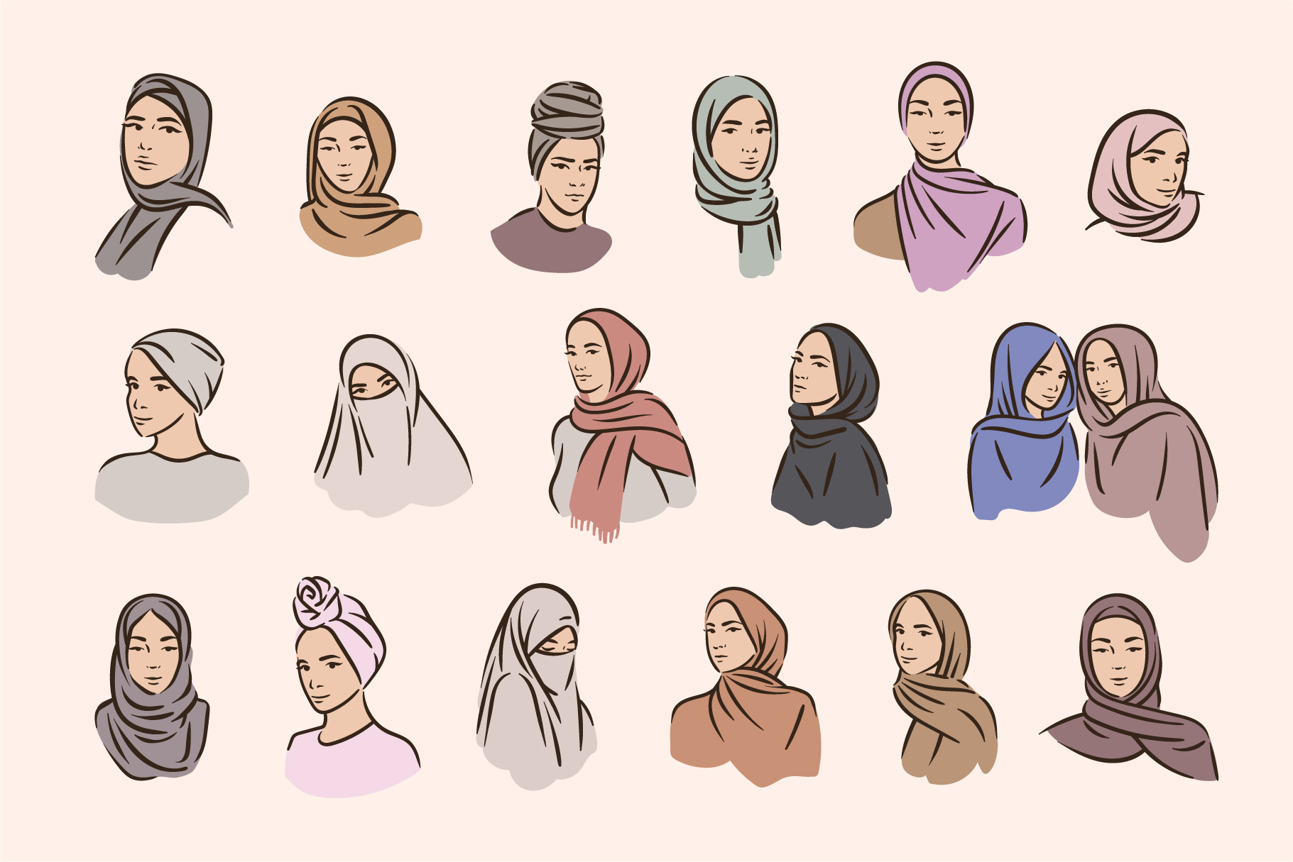 Muslim arabian woman in hijab, a Person Illustration by Artha Design Studio
