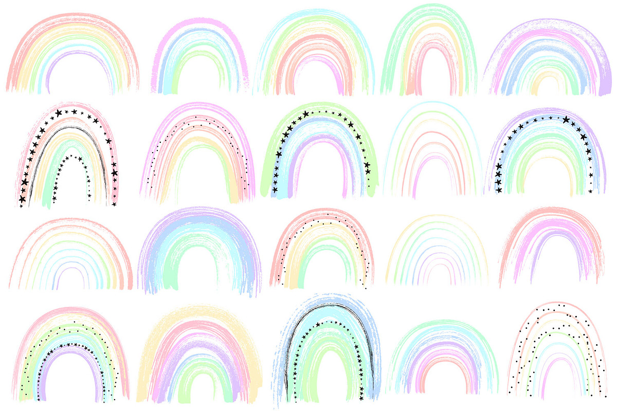 Abstract Pastel Rainbows Clipart, an Illustration by Digital Curio
