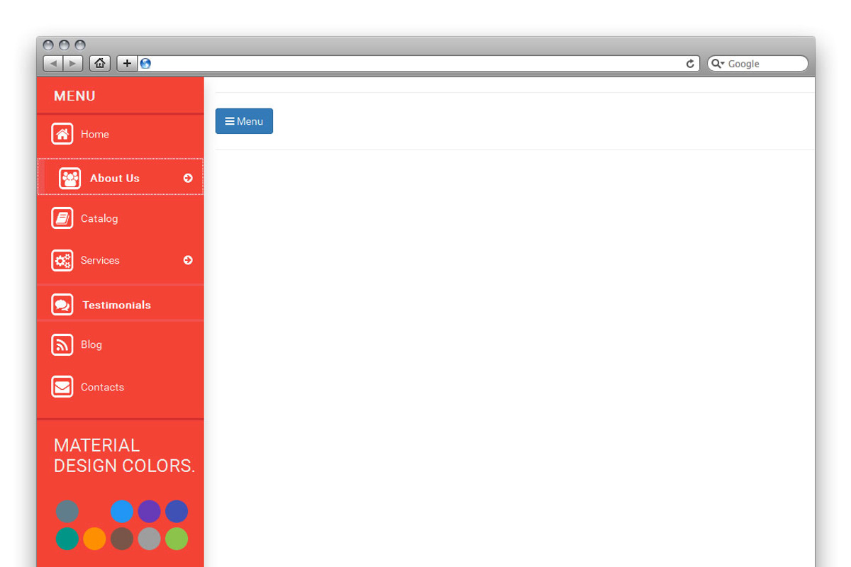 Slide Sidebar Menu Flat Color, a HTML Template by Artolus