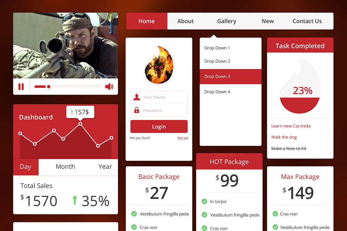 Fire Ui kit, an UI Kit Template by KR Desgin