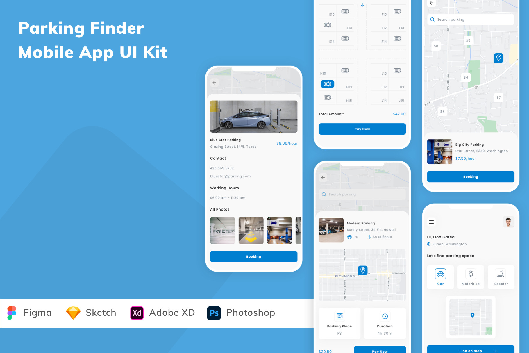 Parking Finder Mobile App UI Kit, an UI Kit Template by Betush