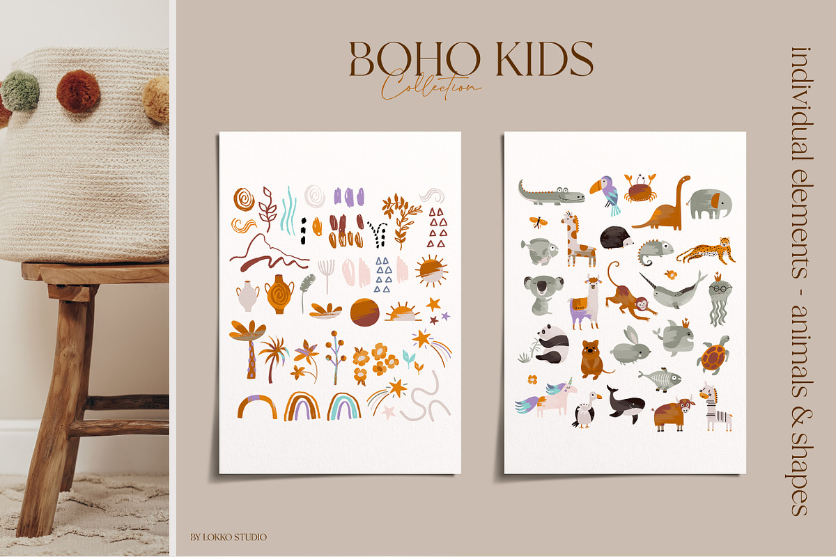 Boho Animal Alphabet kids collection, an Animal Illustration by lokko ...