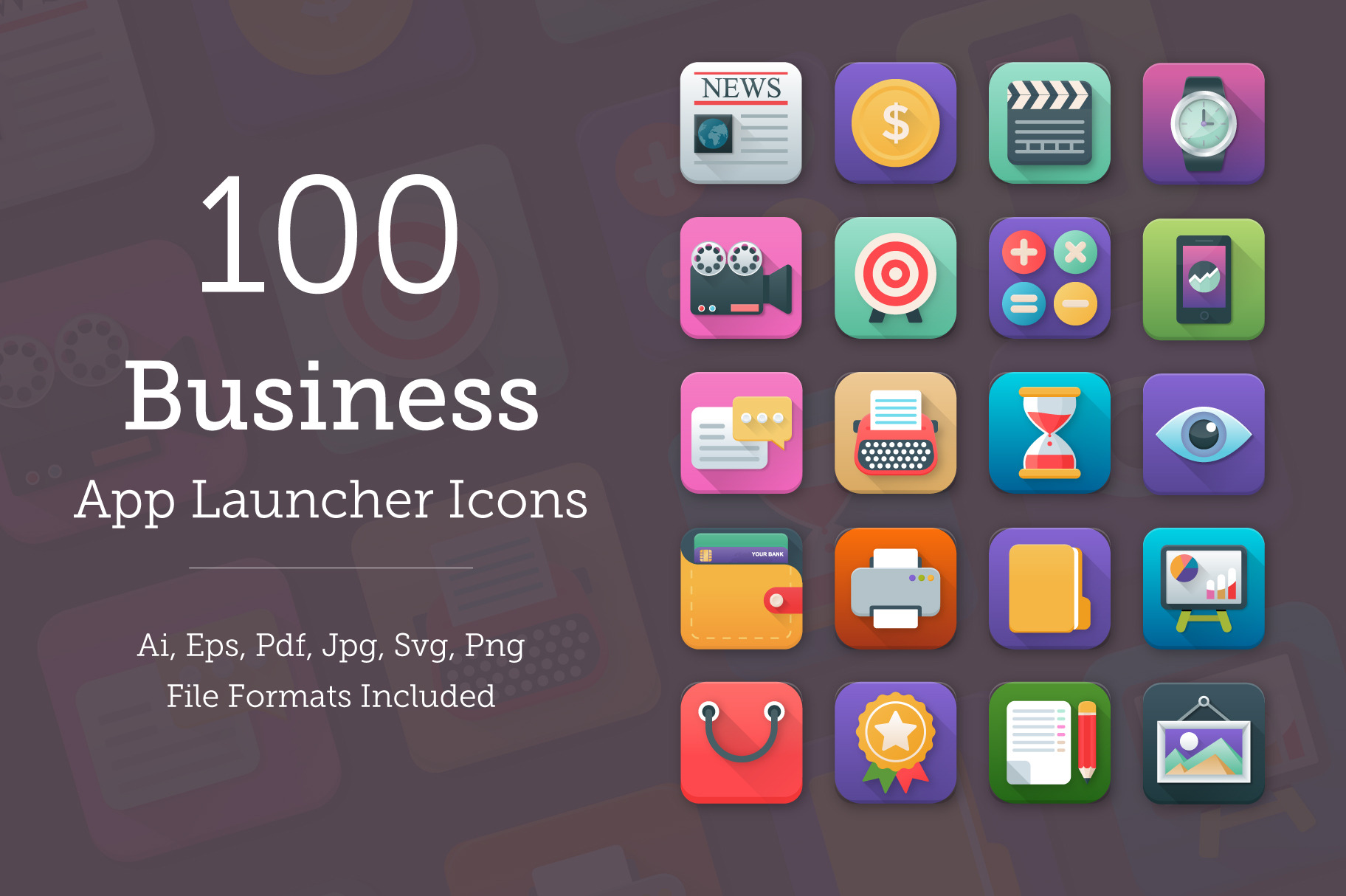 100 Business App Icons Set, an Icon by Creative Stall