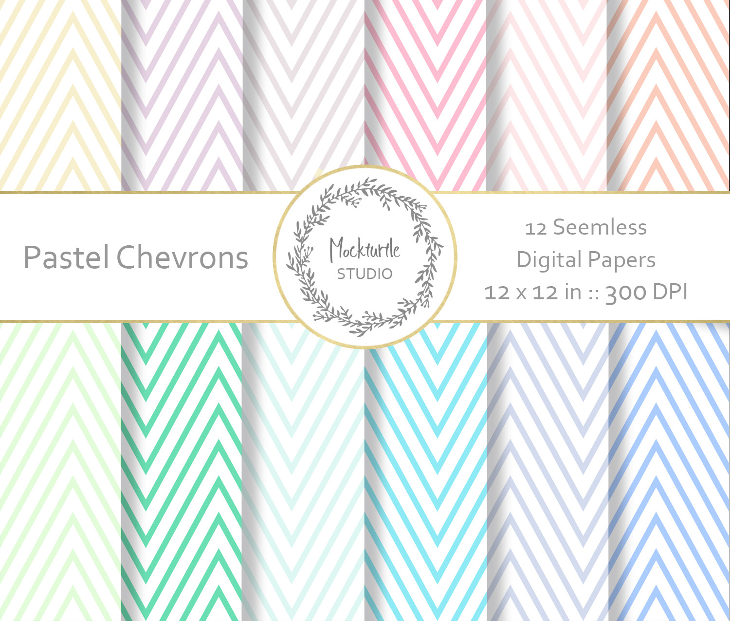 Pastel Chevron digital paper, a Pattern Graphic by MockTurtleStudio ...