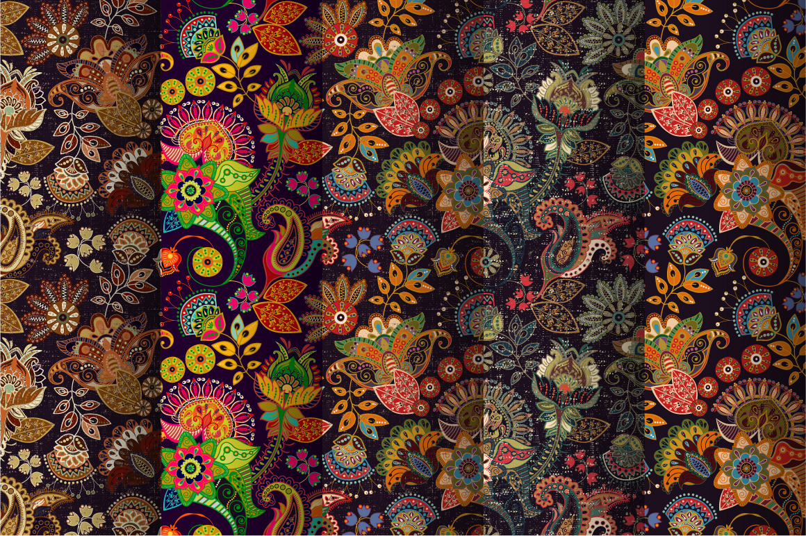 Floral Indian Patterns, a Pattern Graphic by Sunny_Lion