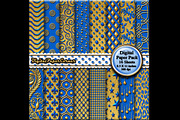 Gold Blue Embpssed Digital Paper, a Pattern Graphic by Digital Paper Corner