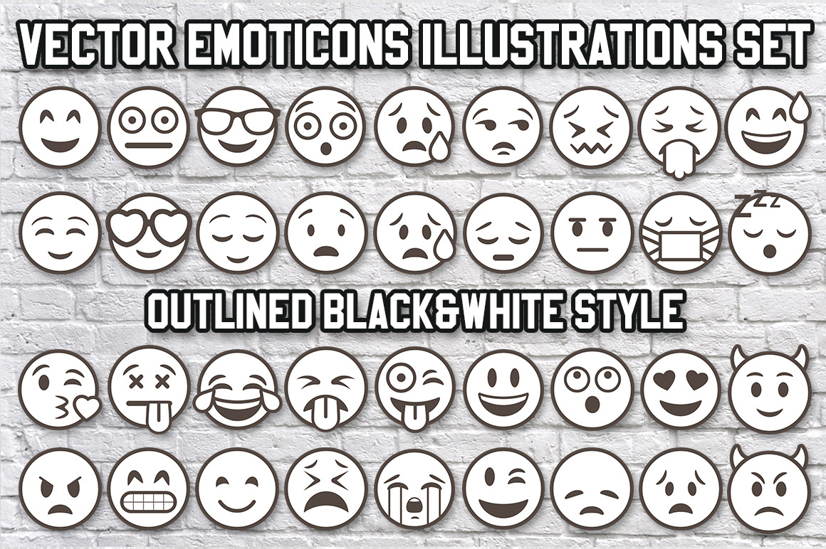 Big 36 Outlined Vector Emoji | Outline Icons ~ Creative Market