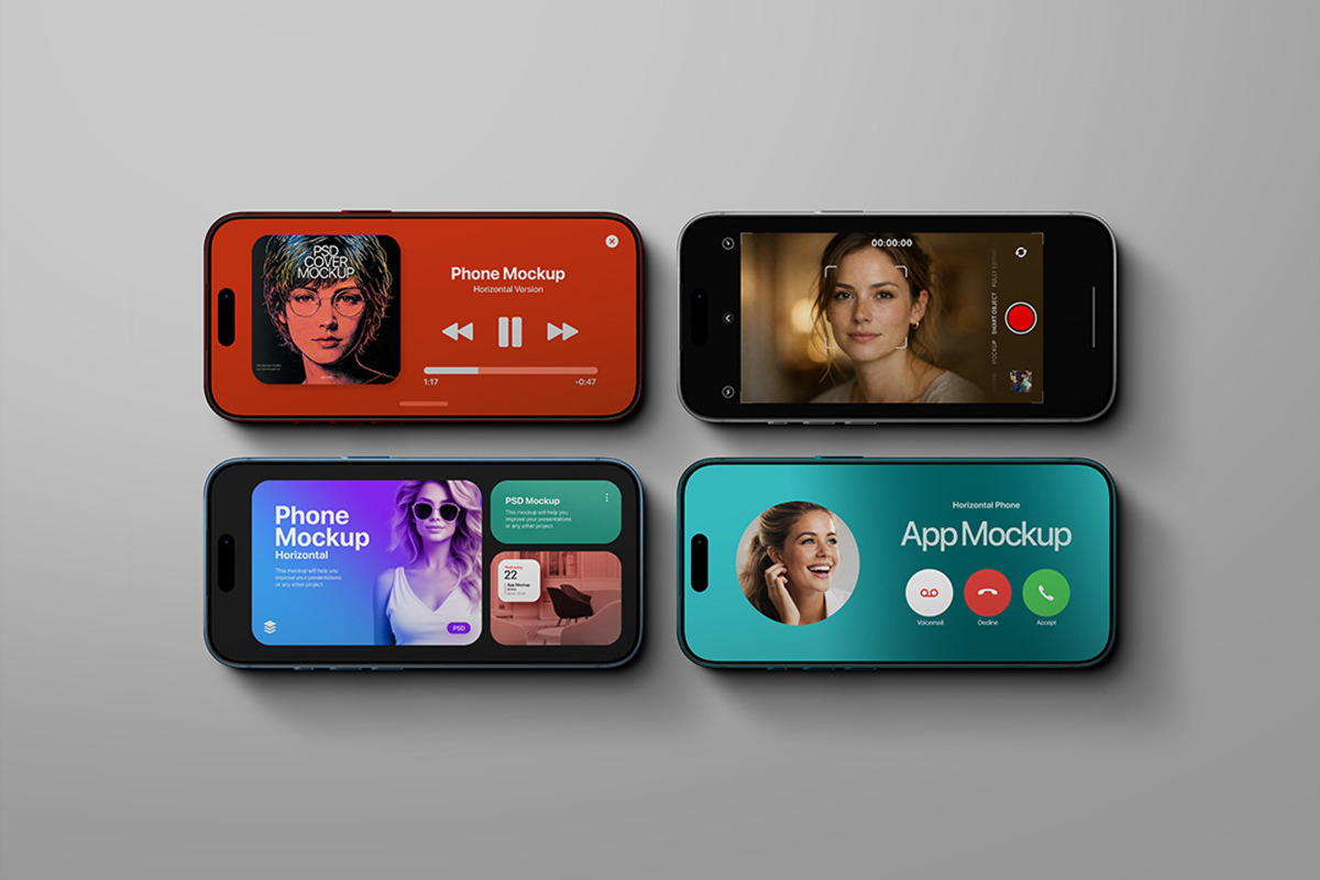 iPhone Mockup - Horizontal Set, an iPhone Mockup by Avelina Studio