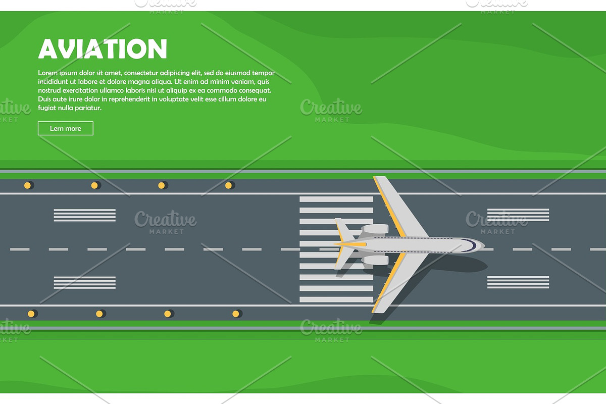 Aviation. Aircraft. Runway. Flight. Vector Banner, a Work Illustration ...