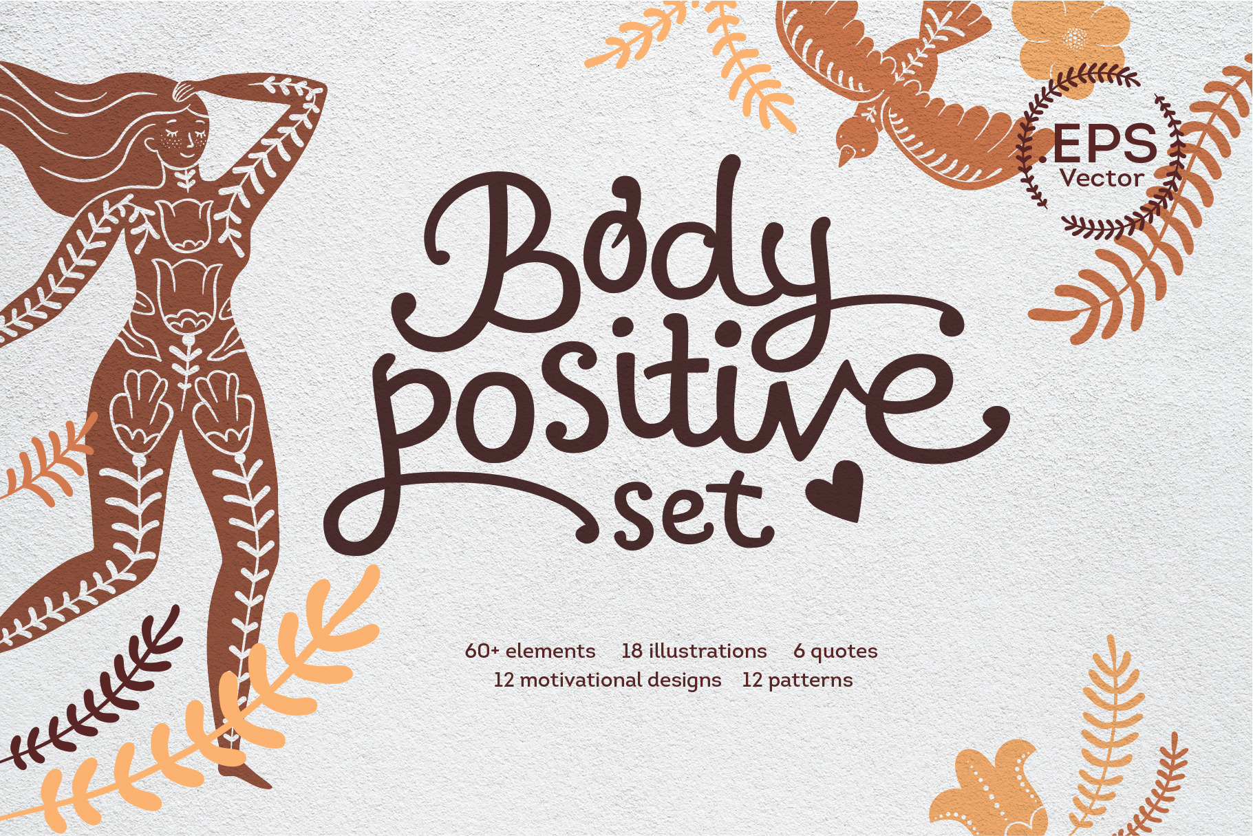 Body positive set. Vector elements.