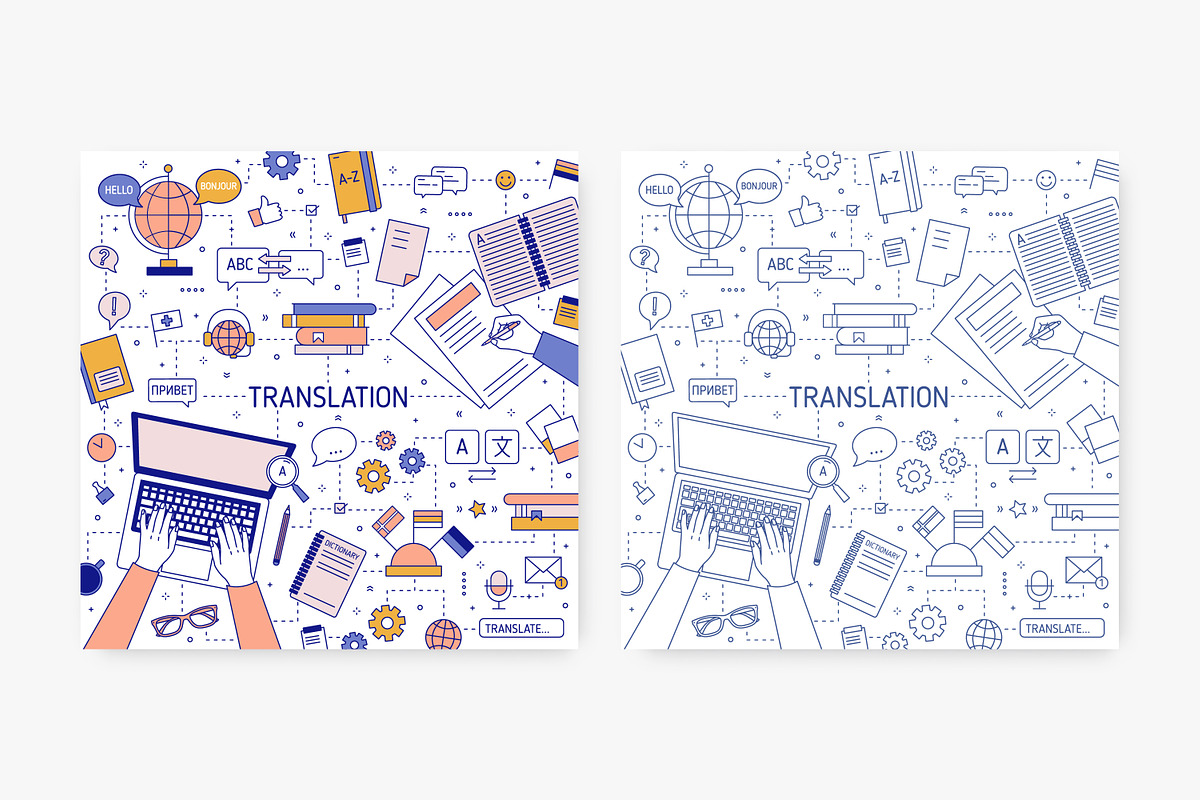 Translation lineart banners, a Technology Illustration by Good Studio
