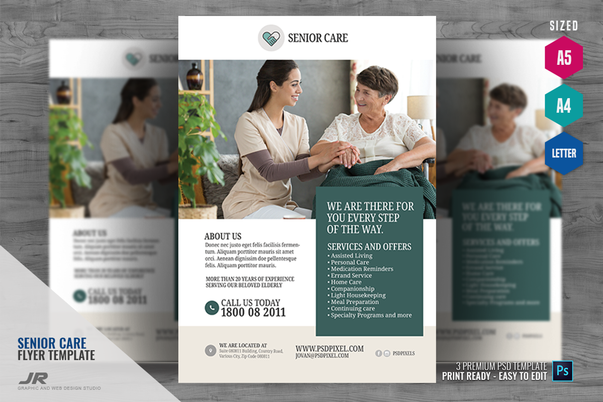 Senior Care Program Flyer, a Flyer Template by PSDPixel