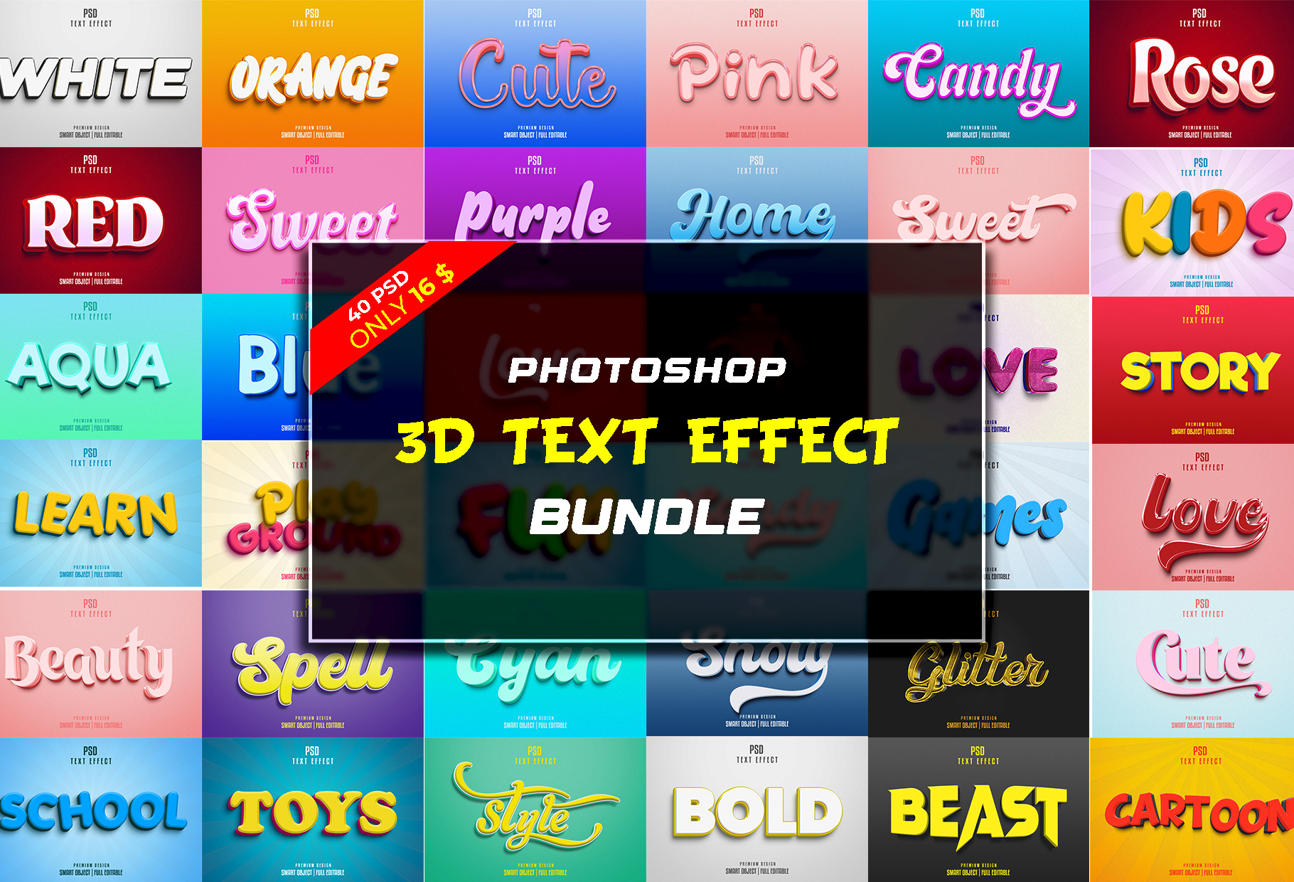 Photoshop 3D Text Effect Bundle, a Layer Style Add-On by himelgfx