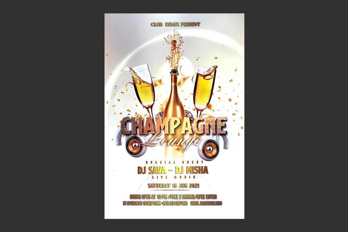 Champagne Party Flyer, a Flyer Template by DSGraphicDesign