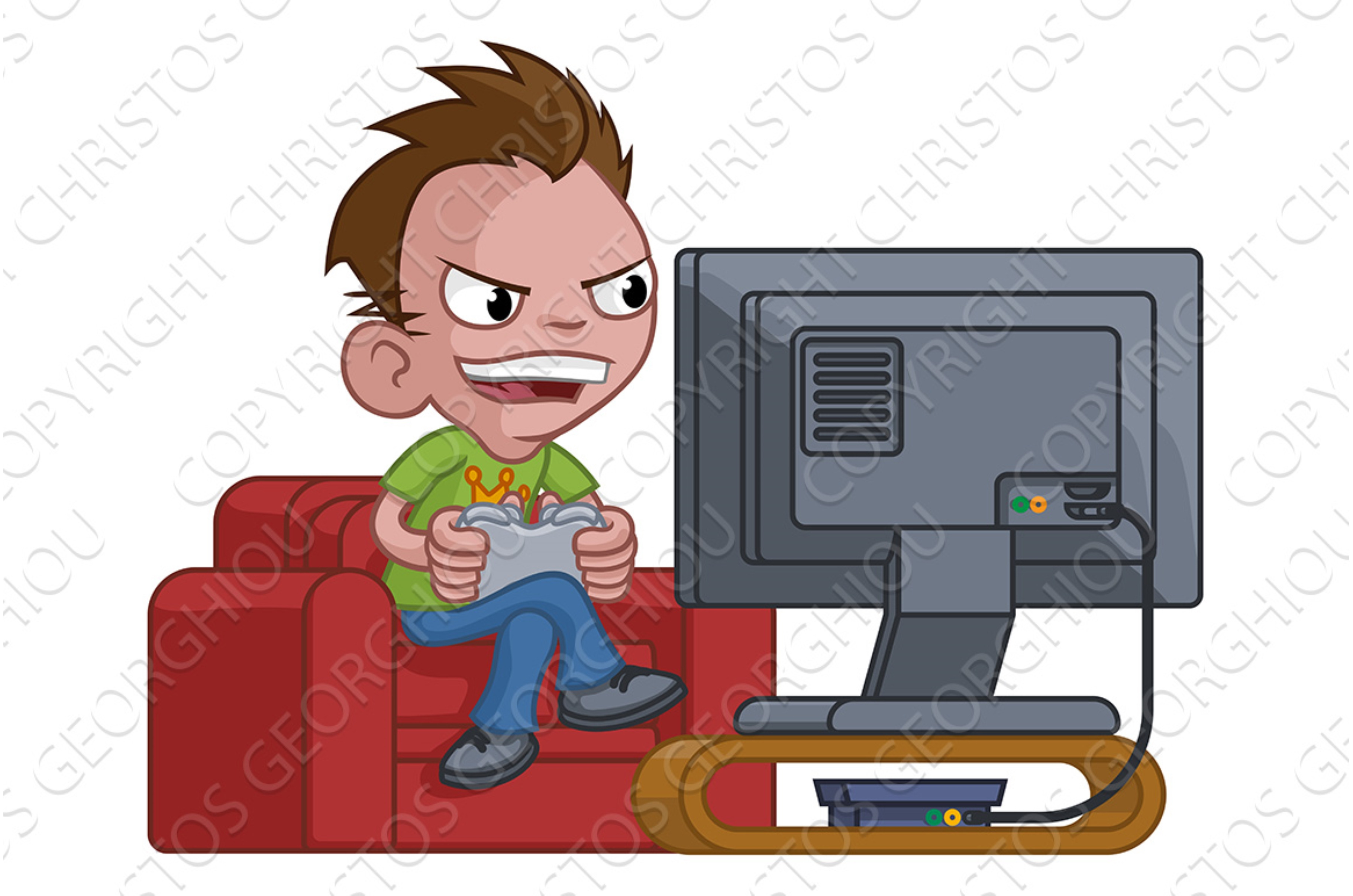 Kid Boy Gamer Playing Video Games, a Person Illustration by Christos ...